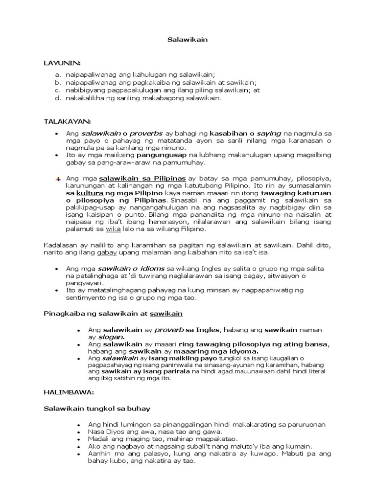 Salawikain | PDF