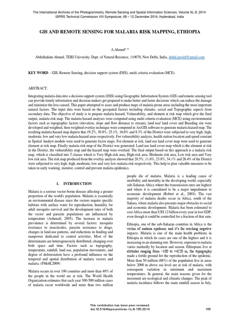 GIS and Remote Sensing For Malaria Risk Mapping Et | PDF | Malaria | Geographic Information System