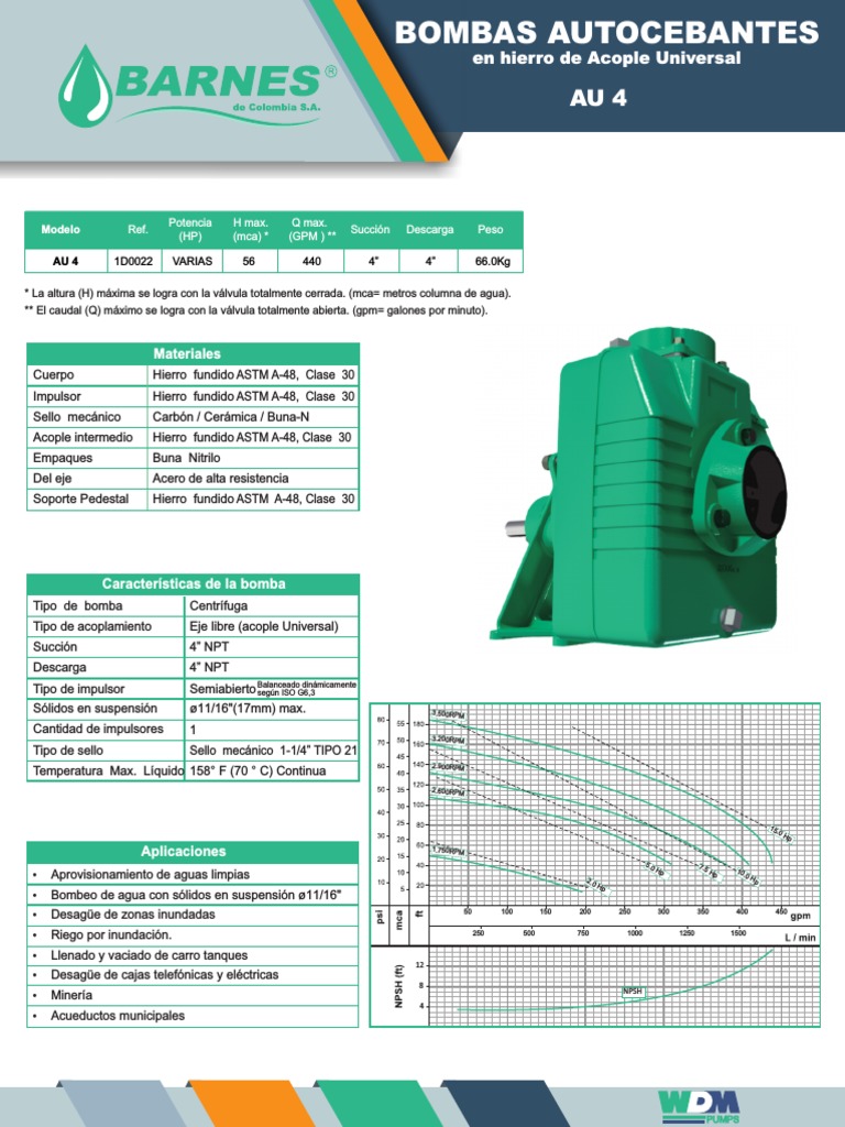 Ficha-AU-4 BOMBA AUTOCEBANTE | PDF | Bomba | Ciencias fisicas