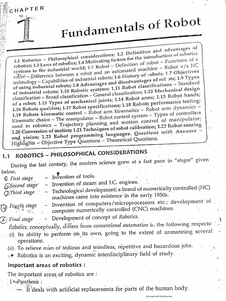 Fundamentals of Robots | PDF