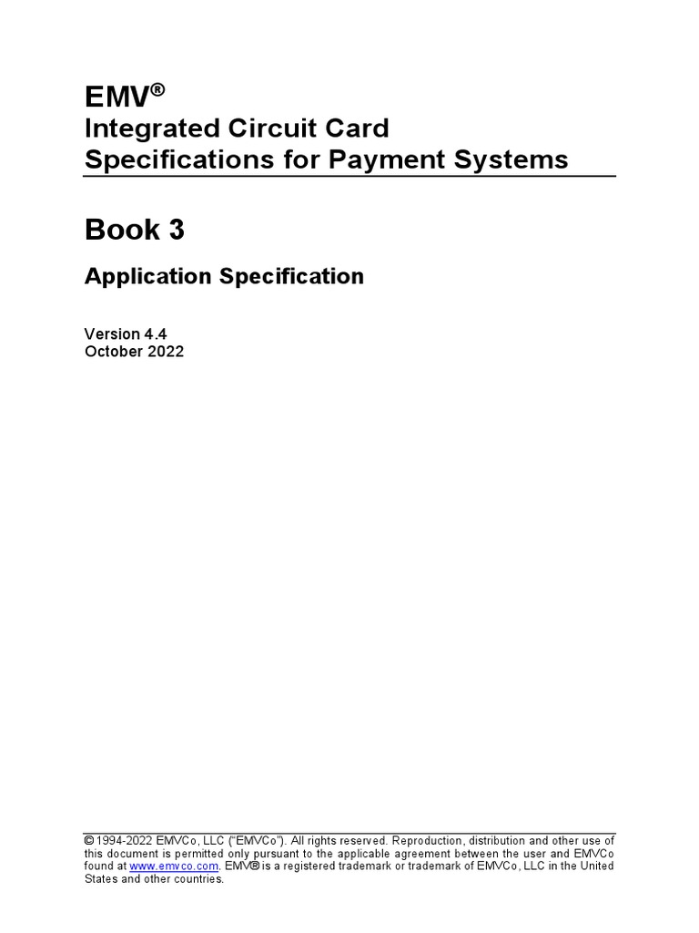 EMV v4.4 Book 3 Application Specification-1 | PDF | Emv | Computing EMV v4.4 Book 3 Application Specification-1 | PDF | Emv | Computing