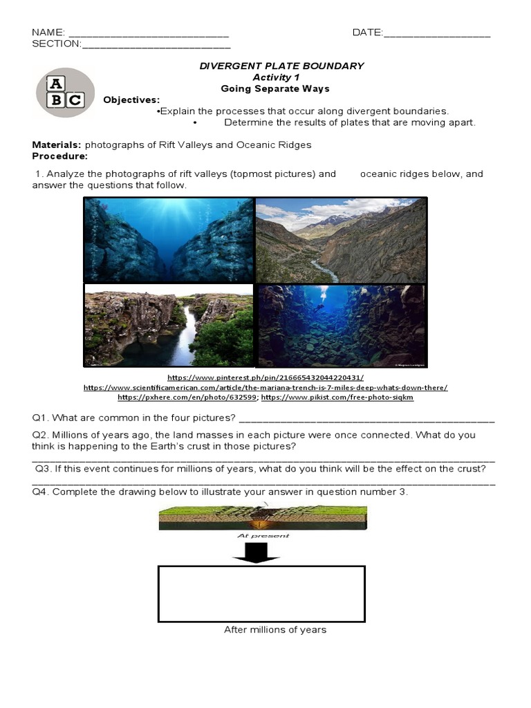 Divergent Plate Activities | PDF | Plate Tectonics | Fault (Geology)