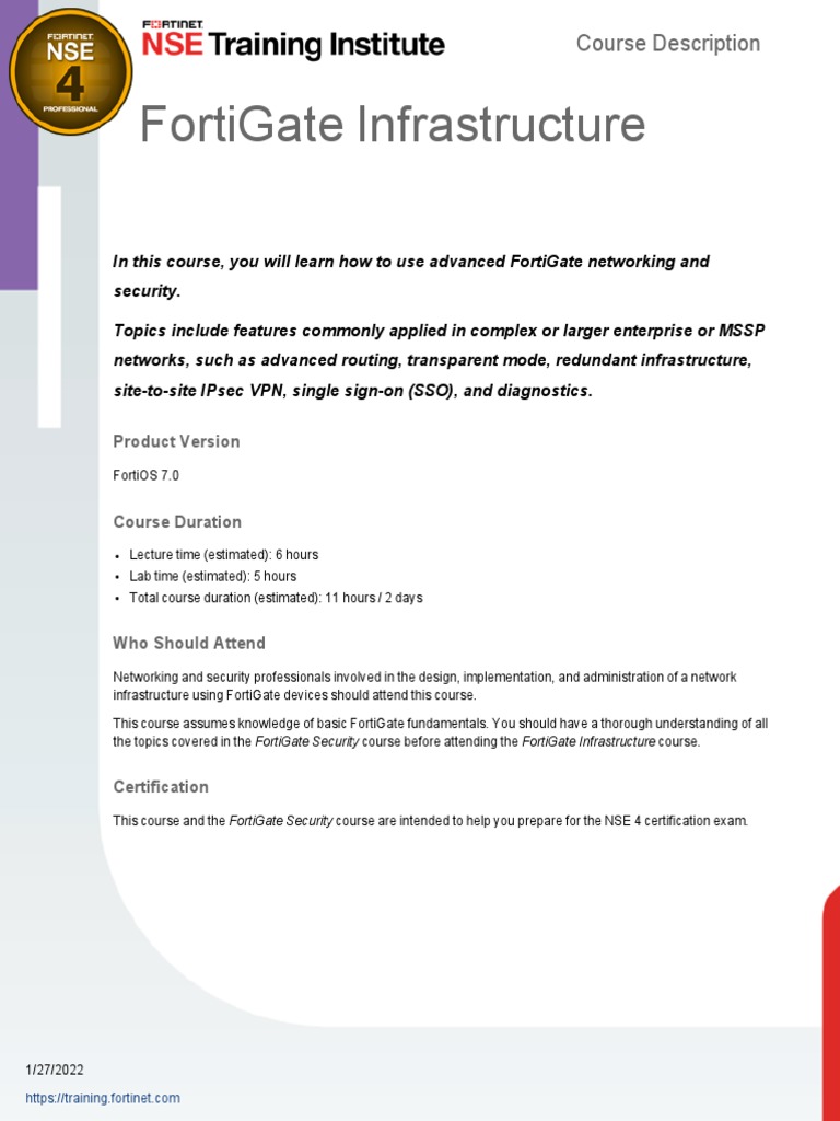 FortiGate Infrastructure | PDF | Virtual Private Network | Computer Network