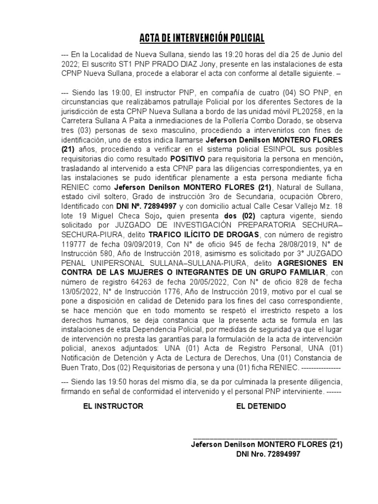 ACTA DE INTERVENCIÓN POLICIAL Y REQUISITORIA DE PERSONA RQ Nuñez ... ACTA DE INTERVENCIÓN POLICIAL Y REQUISITORIA DE PERSONA RQ Nuñez ...