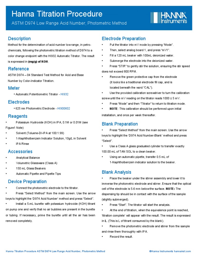 Astm d974 LR Acid Number Photometric Method Sop Rev1 Fiche Analyse Taux Acidite Gasoil Astm d974 ...