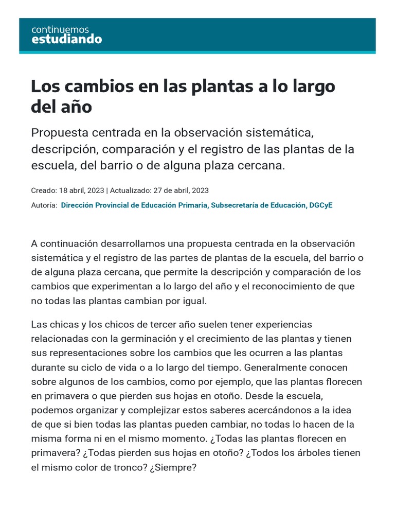 Los Cambios en Las Plantas A Lo Largo Del Ano Continuemos Estudiando ...