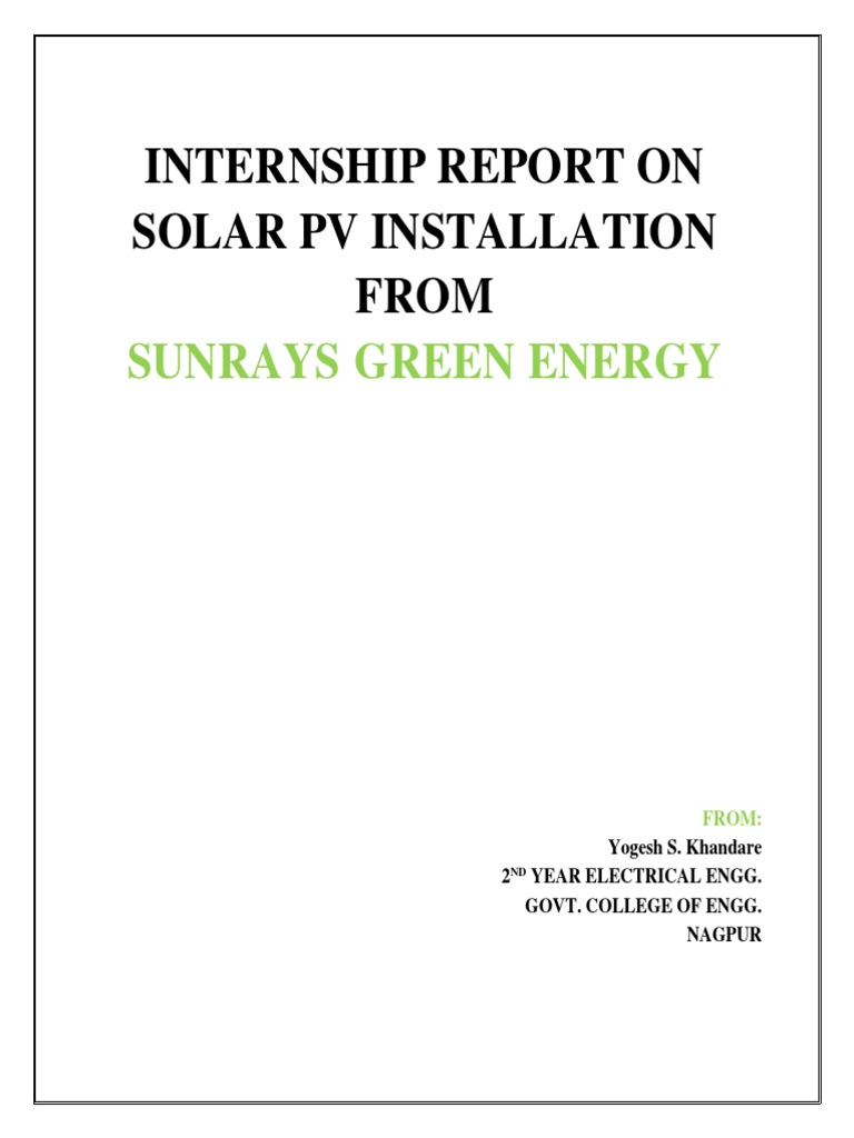Yogesh Enternship File | PDF | Photovoltaic System | Photovoltaics