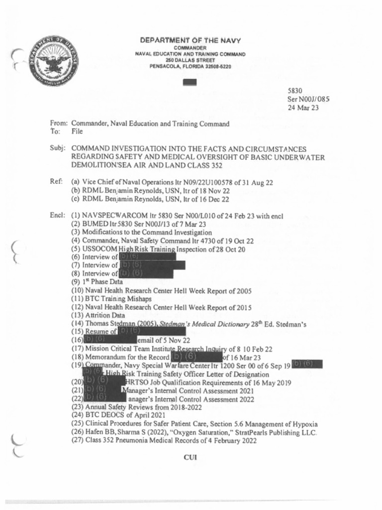 Naval Education and Training Command Command Investigation | PDF