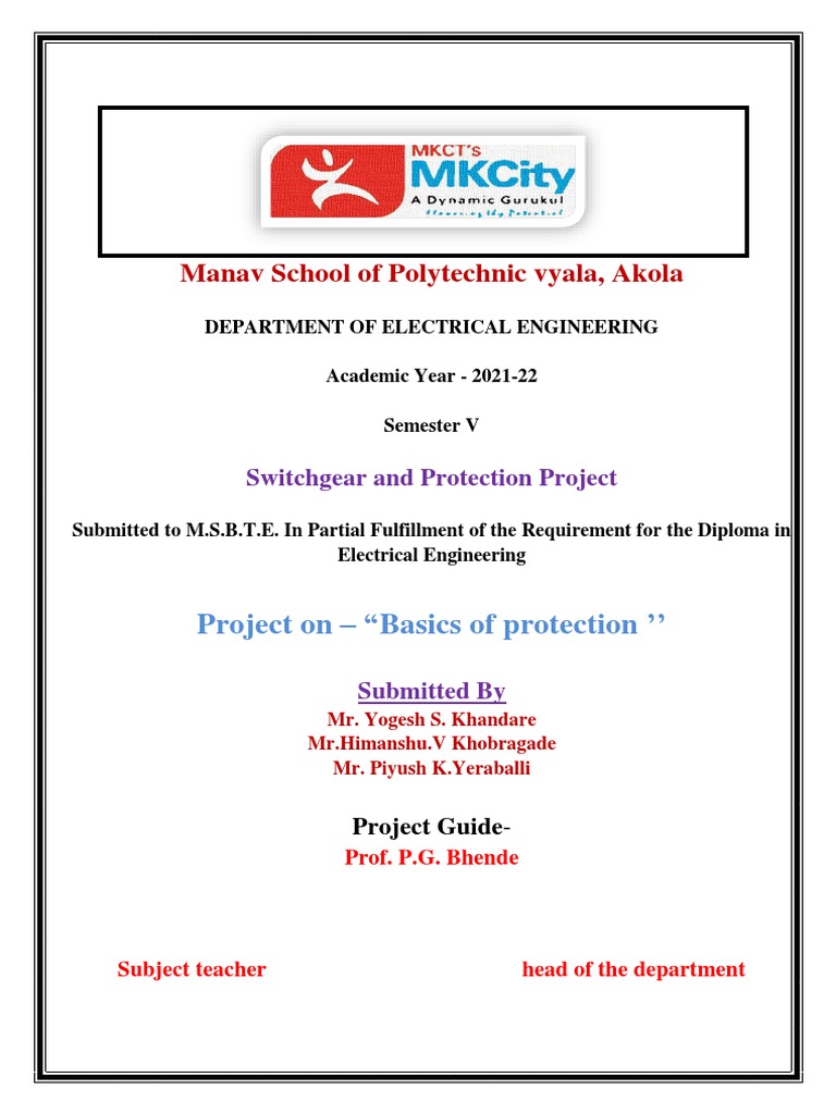 Switchgear and Protection microproject | PDF | Fuse (Electrical) | Relay