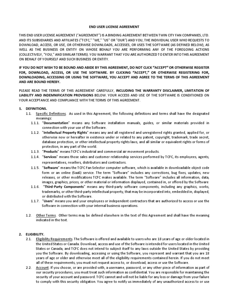 Fan Selector Software EULA | PDF | Proprietary Software | License