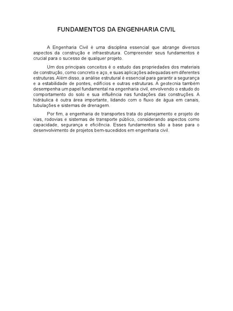 Fundamentos Da Engenharia Civil | PDF