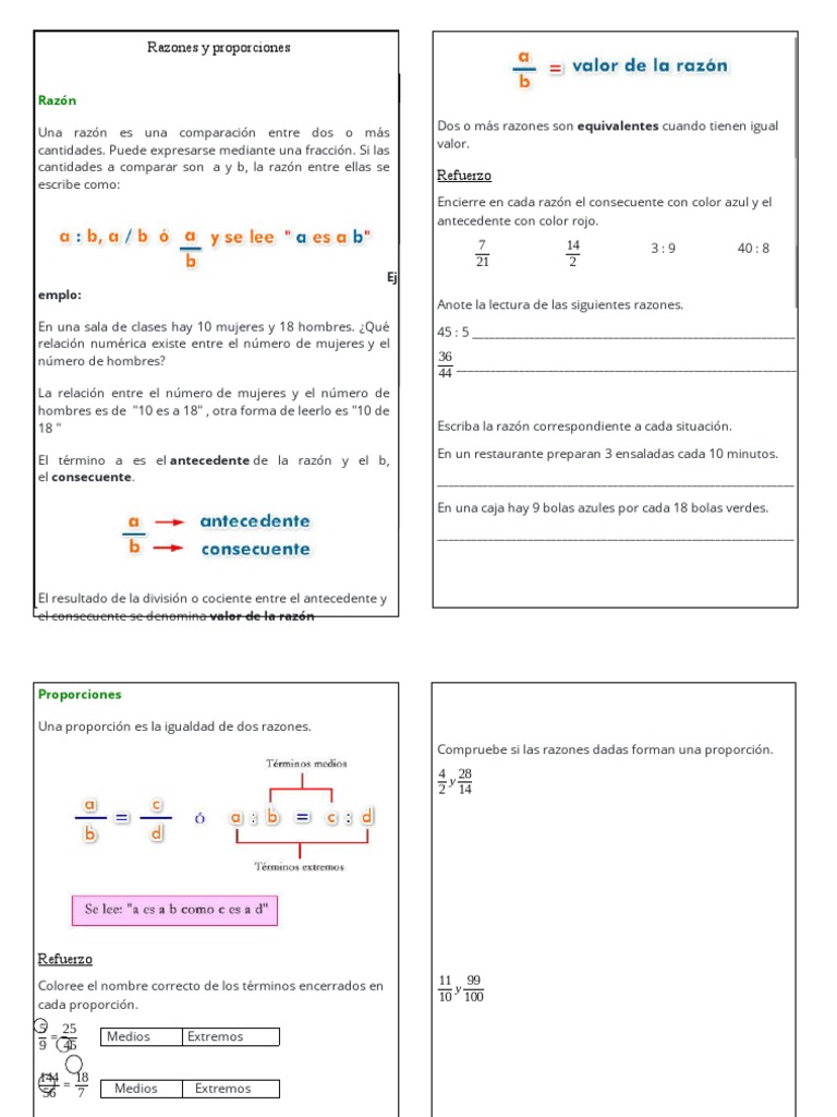 Razones y Proporciones | PDF | Matemáticas