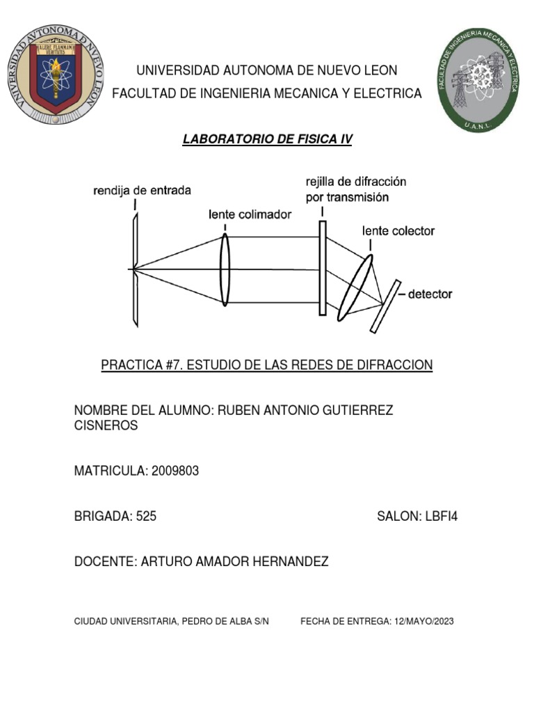 Practica 7 - Fisica 4 Lab | PDF | Ligero | Difracción