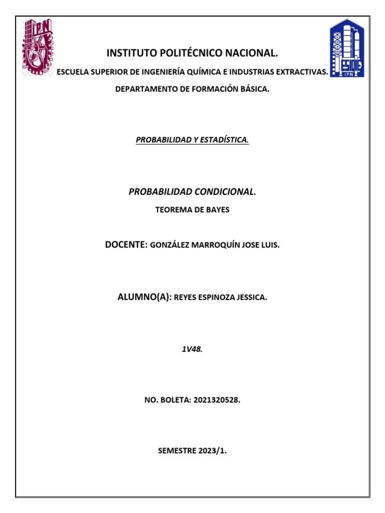 Tarea Prob Cond y Tarea Prob Bayes Reyes e 1iv38 | PDF