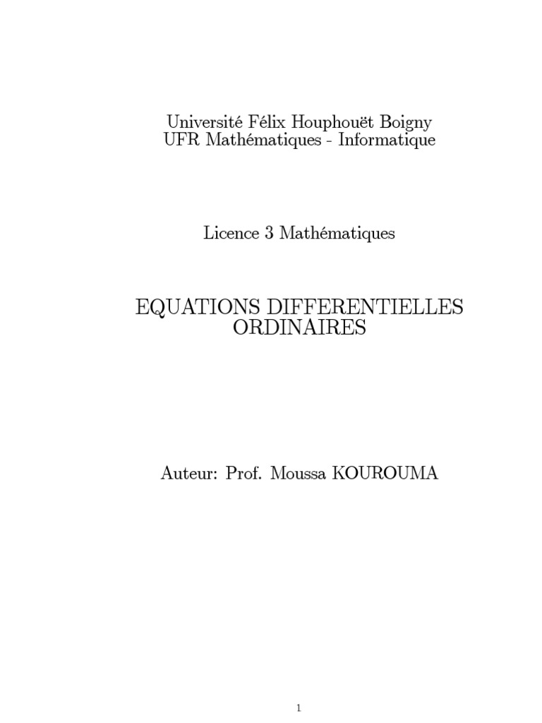 Equations Diff.-Cocody-tout | PDF | Équations | Intégral