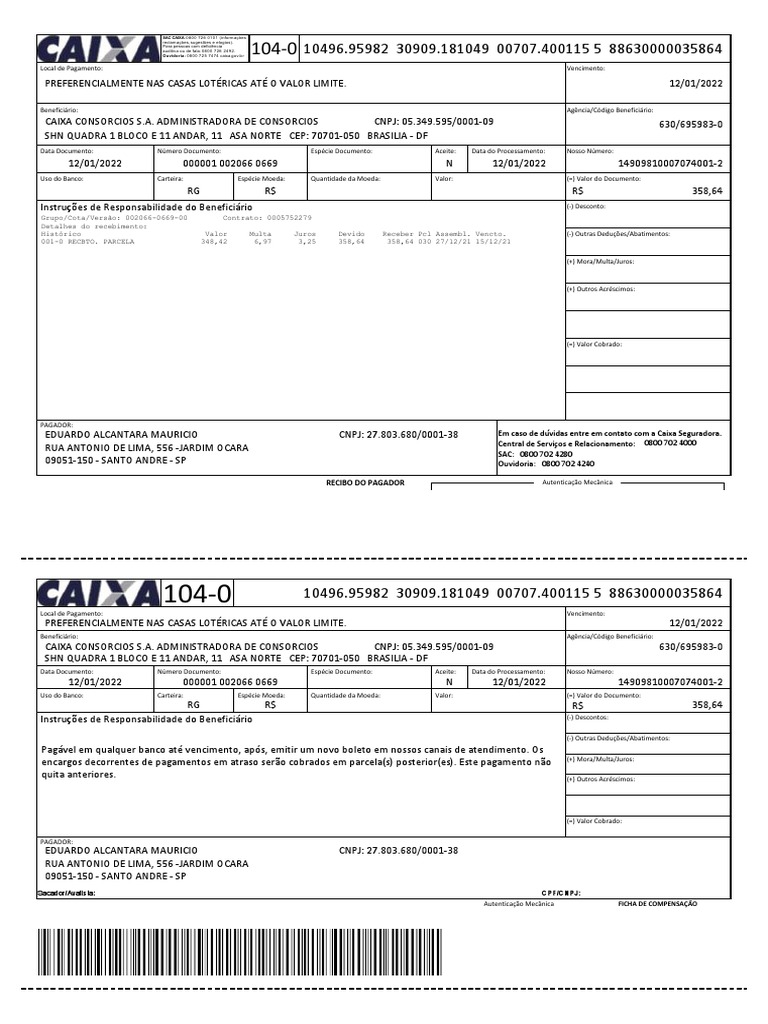 Boleto Consorcio 15-12-2021 2 Via | PDF | Tecnologia financeira ...