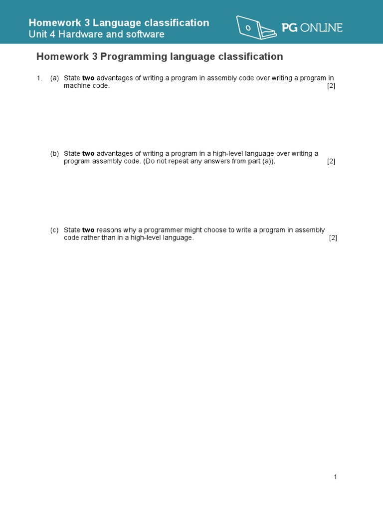 Hardware and Software Homework 3 Programming Language Classification ... Hardware and Software Homework 3 Programming Language Classification ...
