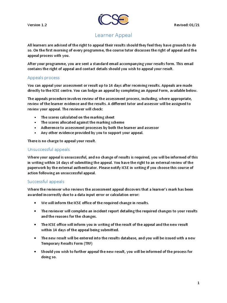 Learner Appeals Procedure | PDF | Appeal