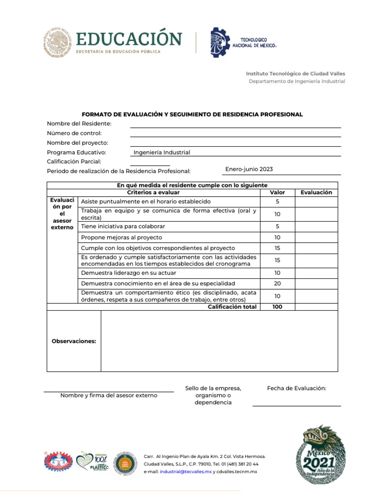 f2. Formato de Evaluación Asesor Externo-Primer y Segundo Seguimiento | PDF