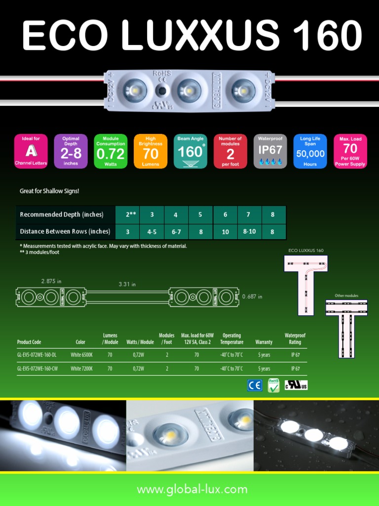 ECO LUXXUS 160 LED Module Specs | PDF