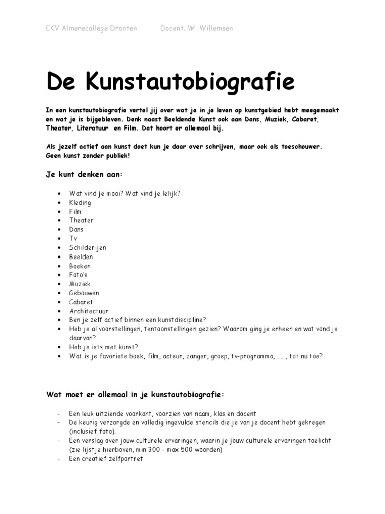 Autobiografie Voor CKV! | PDF