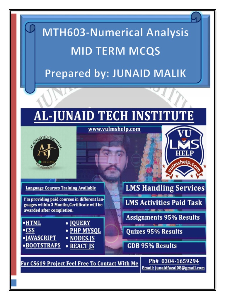 MTH603 MIDTERM SOLVED MCQS by JUNAID | PDF | Eigenvalues And Eigenvectors | Matrix (Mathematics)