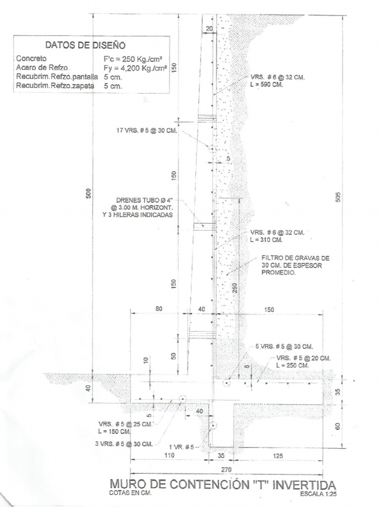 Diseño Muro Contencion en T Invertida | PDF