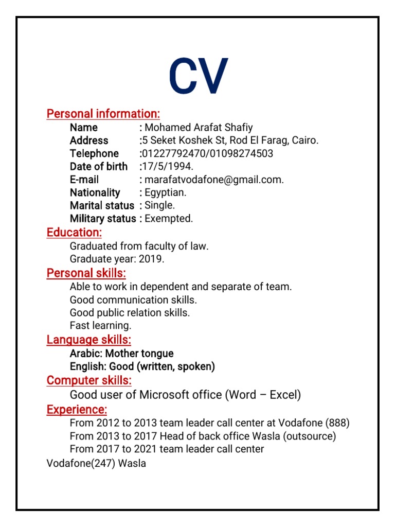 CV1 Update Arafat Ath | PDF