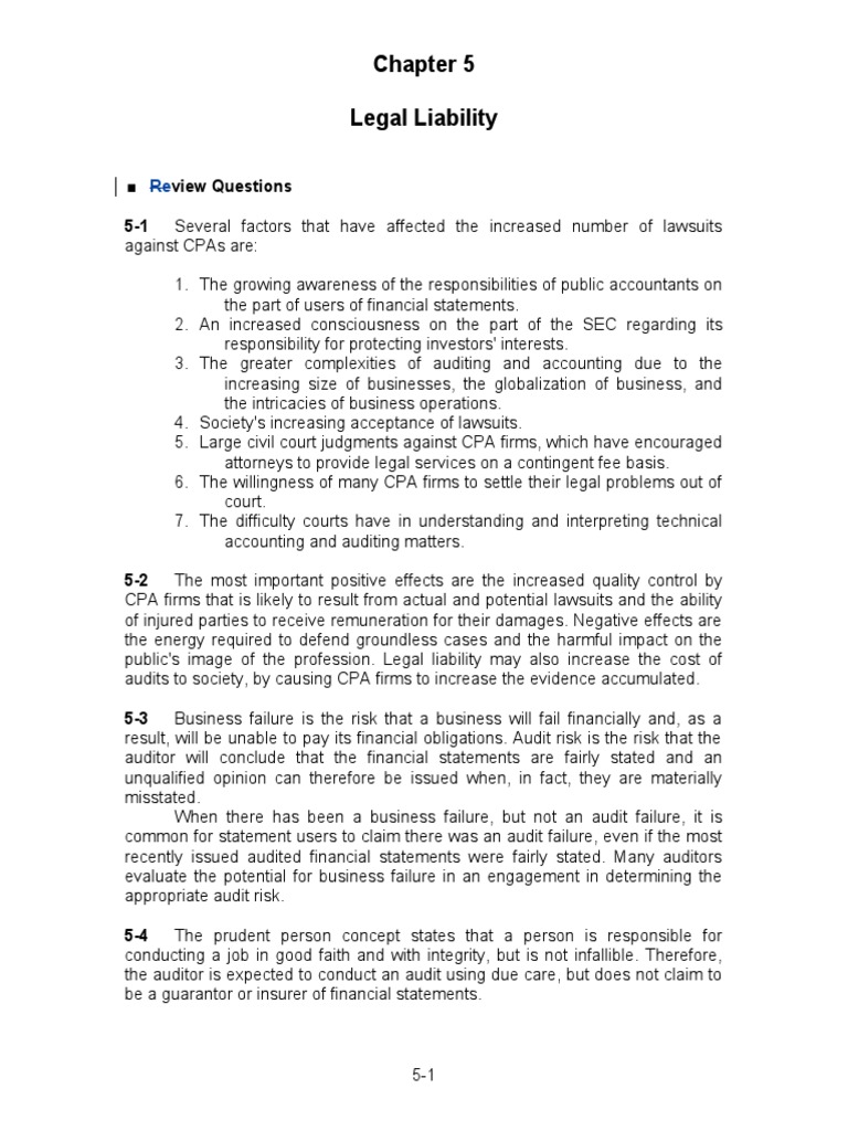 Auditing SP 2008 CH 5 Solutions | PDF | Financial Audit | Audit