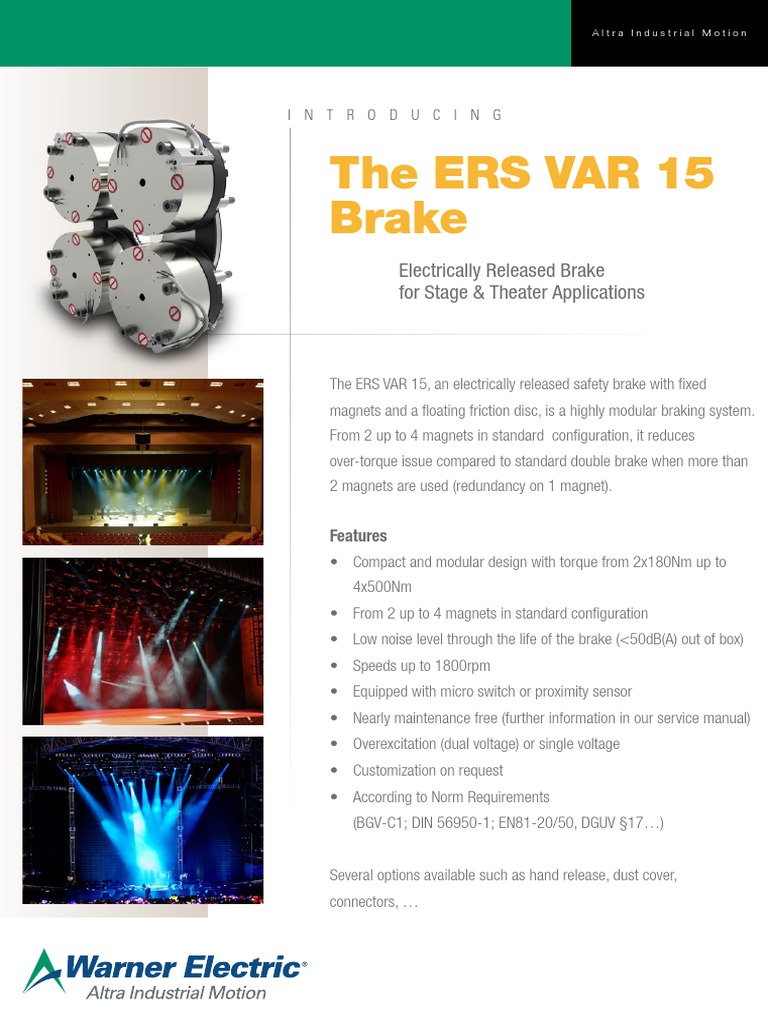 The Ers Var 15 Brake: Electrically Released Brake For Stage & Theater ...