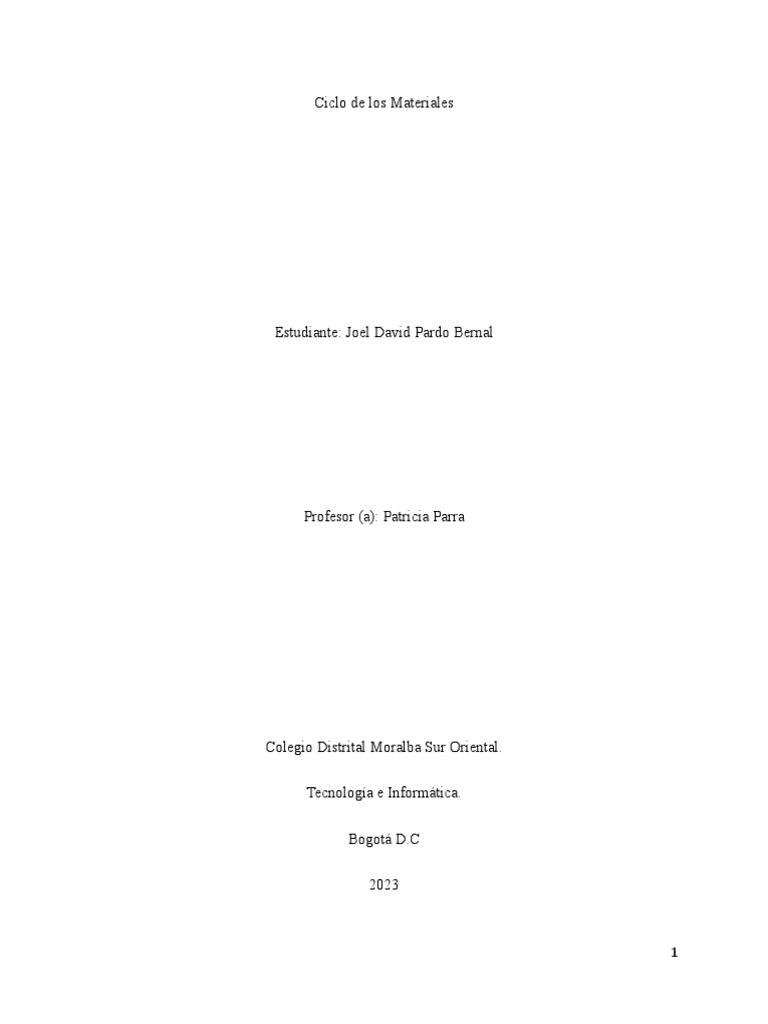 Ciclo de Los Materiales | PDF | Residuos | Reciclaje