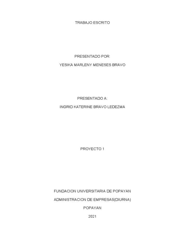 TRABAJO ESCRITO Proyect 1 | PDF | Servicio al Cliente