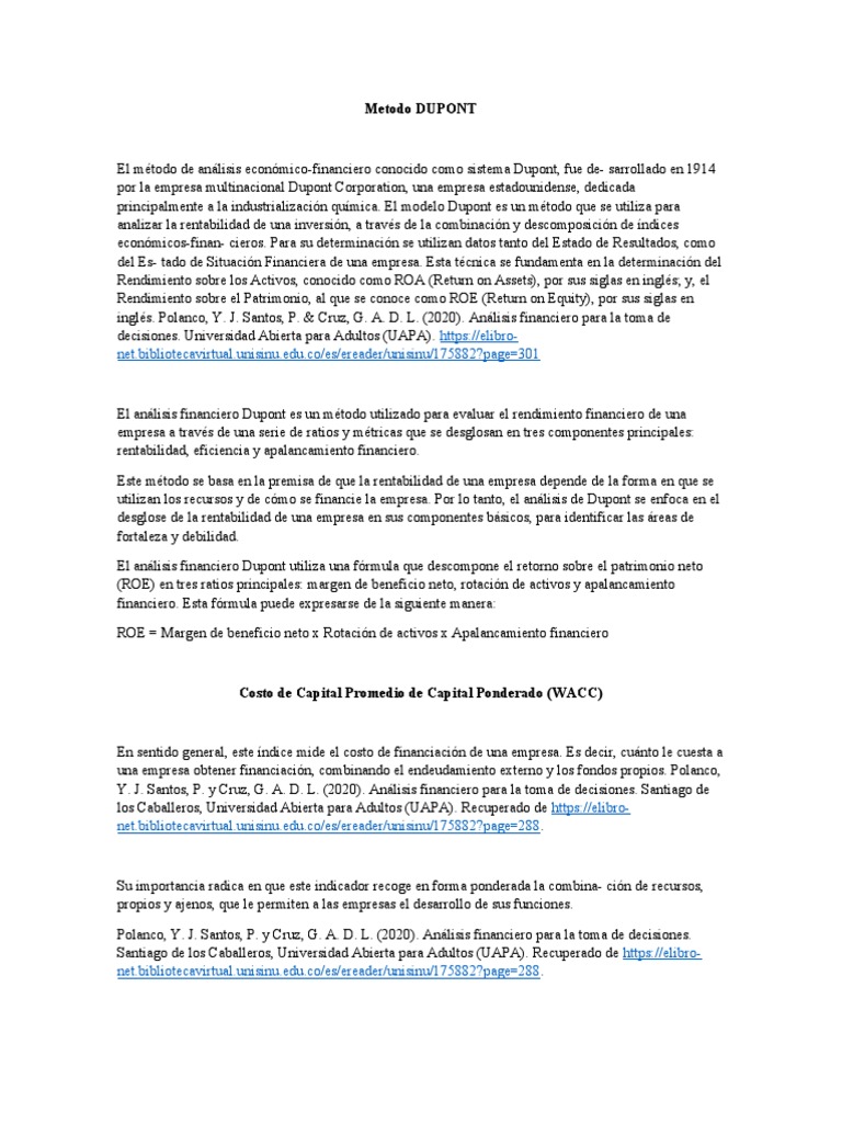 Metodo DUPONT | PDF | Rentabilidad sobre recursos propios | Business