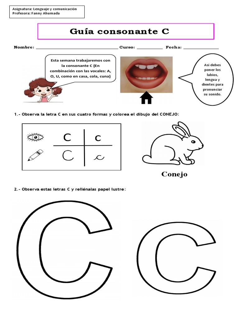 Actividades para enseñar la letra C | PDF | Escritura | Comunicación humana