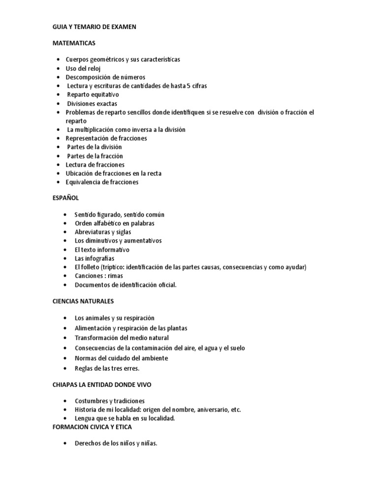 GUIA Y TEMARIO DE EXAMEN | PDF