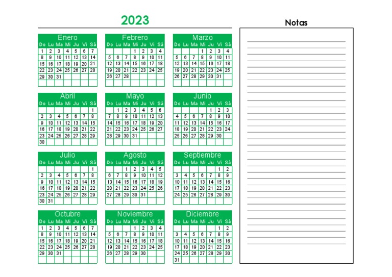 Calendario 2023 en Excel | PDF