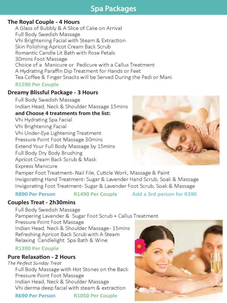 Spa Durban Pricelist 2022 Updated WEB | PDF | Massage | Skin