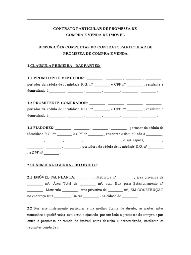 Contrato Promessa de Compra e Venda de Imóvel Parcelado | PDF ...