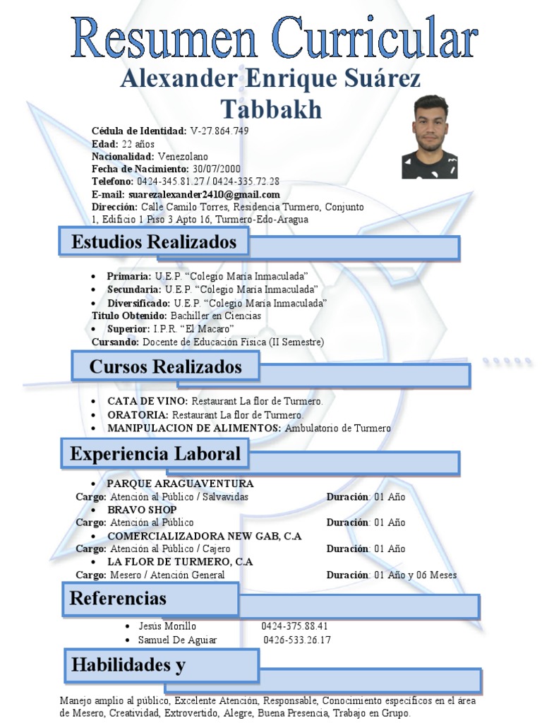 Perfil de Alexander Suárez | PDF