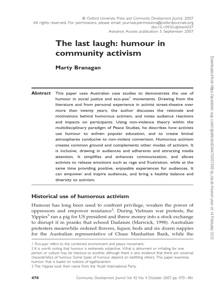 Marty Branagan, The Last Laugh | PDF | Humour | Activism