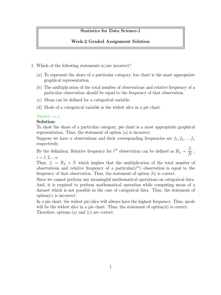 Week 2 - Describing Categorical Data | PDF | Categorical Variable ...