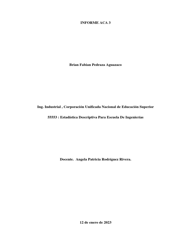 Aca 3 - Estadistica - Brian Pedraza | PDF | Muestreo (Estadísticas ...