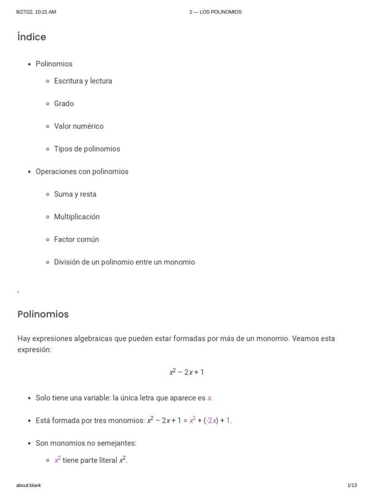 2 - Los Polinomios | PDF | Matemática Elemental | Ciencia computacional