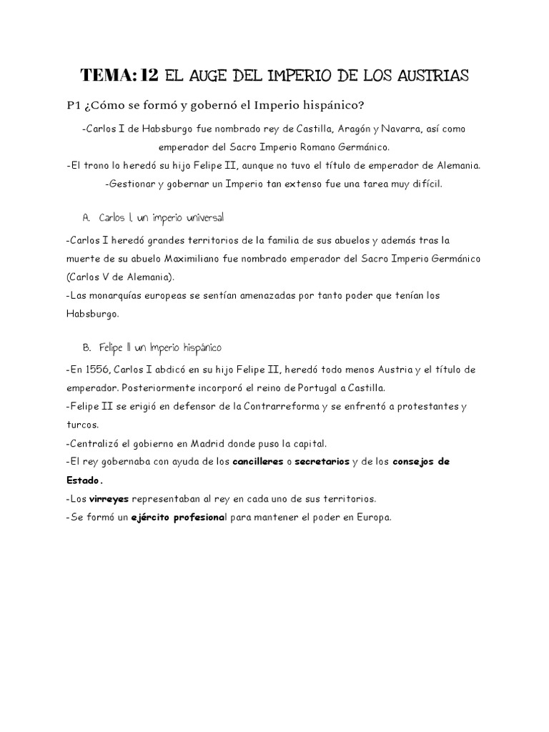 Tema - 12 El Auge Del Imperio de Los Austrias | PDF | Casa de los Habsburgo | Santo Imperio Romano