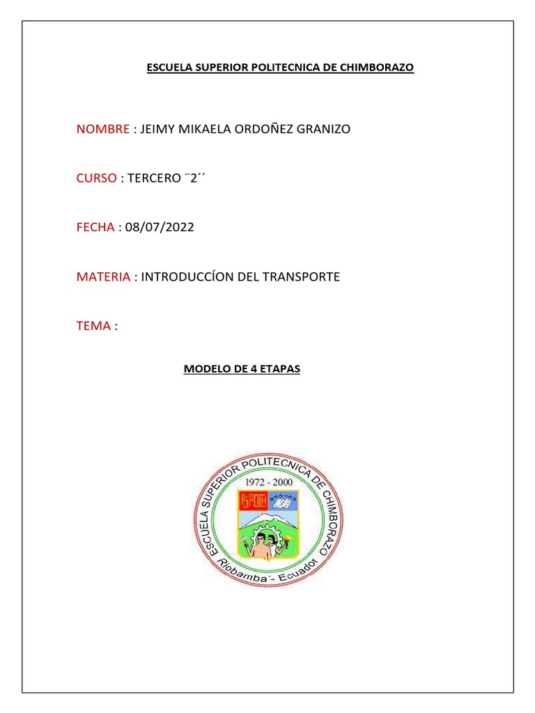 Modelo de 4 Etapas en Transporte | PDF | Transporte | Economias