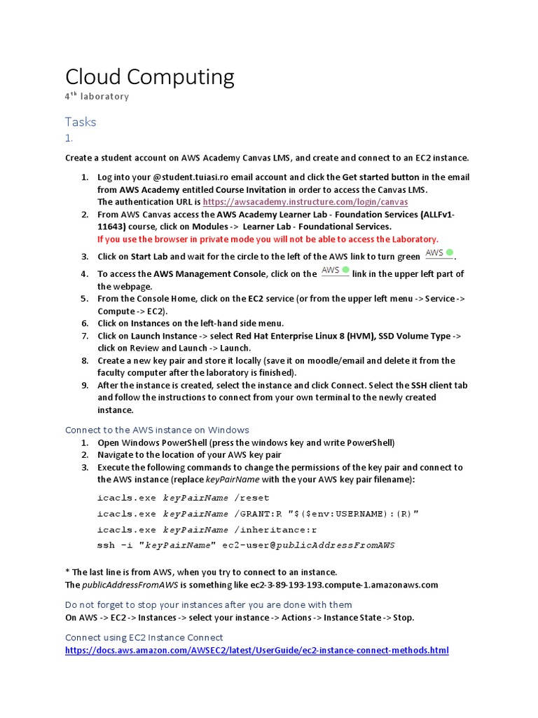Cloud Computing - Lab 4 | PDF | Amazon Web Services | Cyberspace