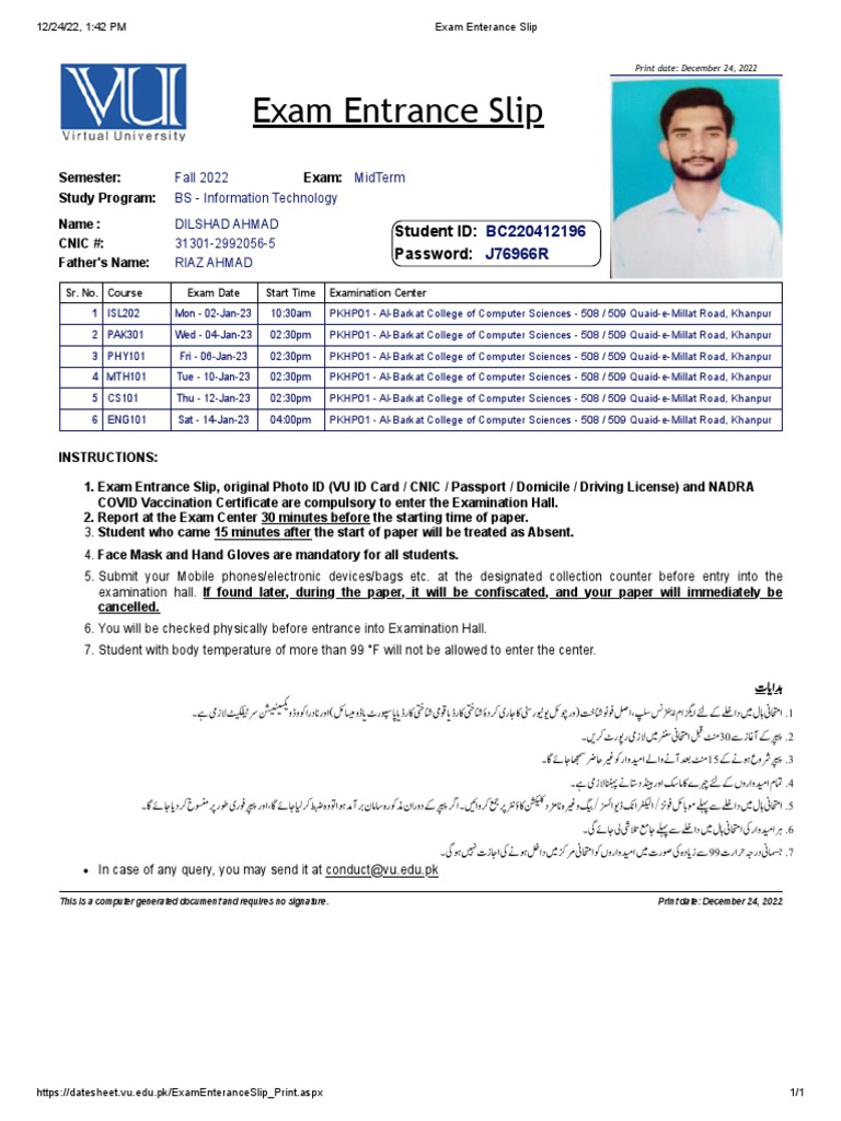 Fall 2022 Midterm Exam Slip | PDF | Access Control | Authentication
