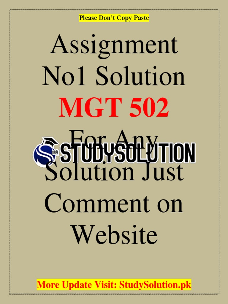 MGT502 Assignmnt 1 Sol | PDF