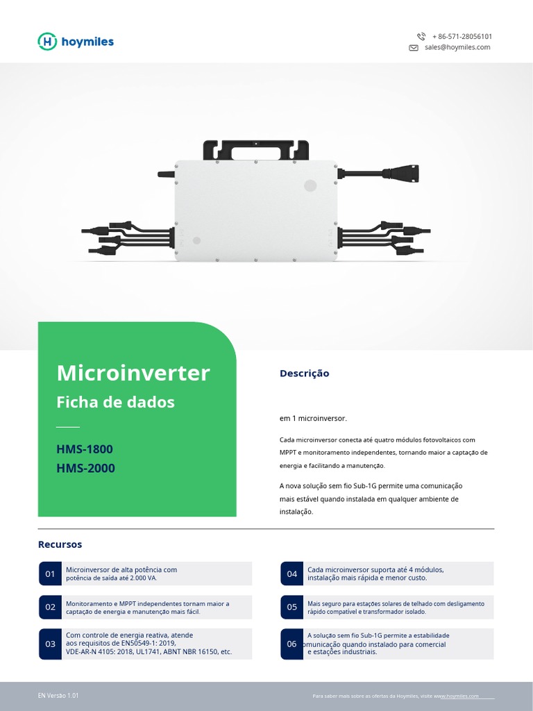 Ds Micro Hoymiles Hms-2000 | PDF | Engenharia Elétrica | Quantidades ...