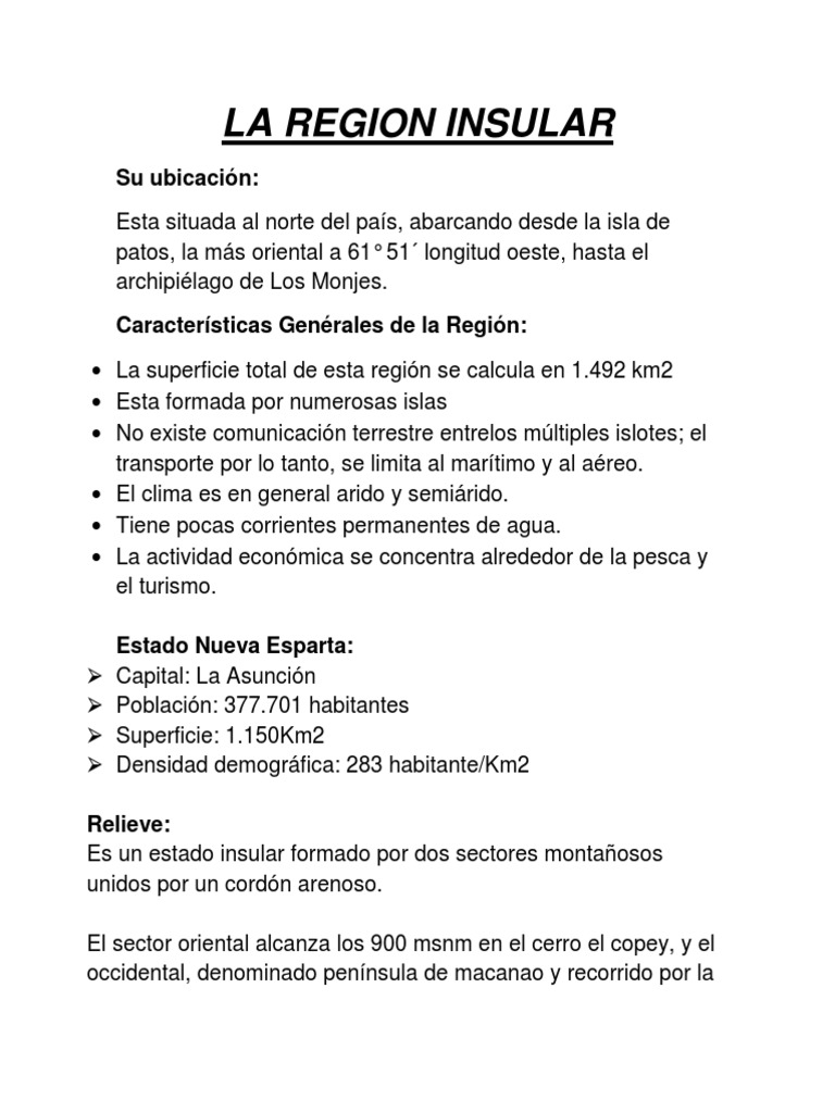 Características de la Región Insular de Venezuela | PDF | Hidrología ...